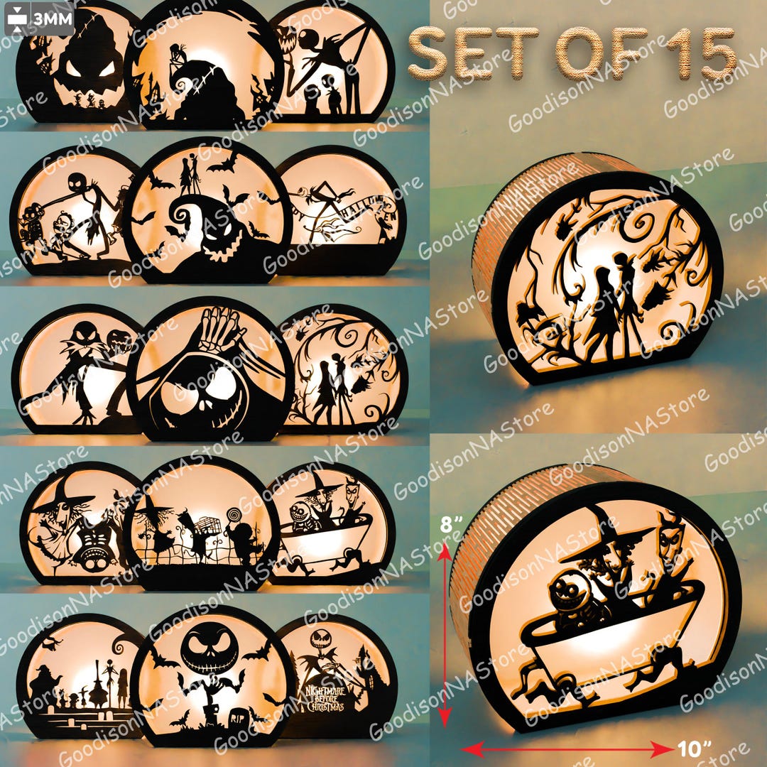 Spooky Couple Lantern Set of 15 for Halloween Decor, Gothic Shadowbox ...