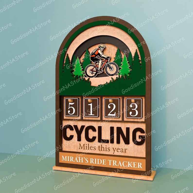 Cycling Miles This Year Tracker Sign, Personalized Cycling Log Counter ...