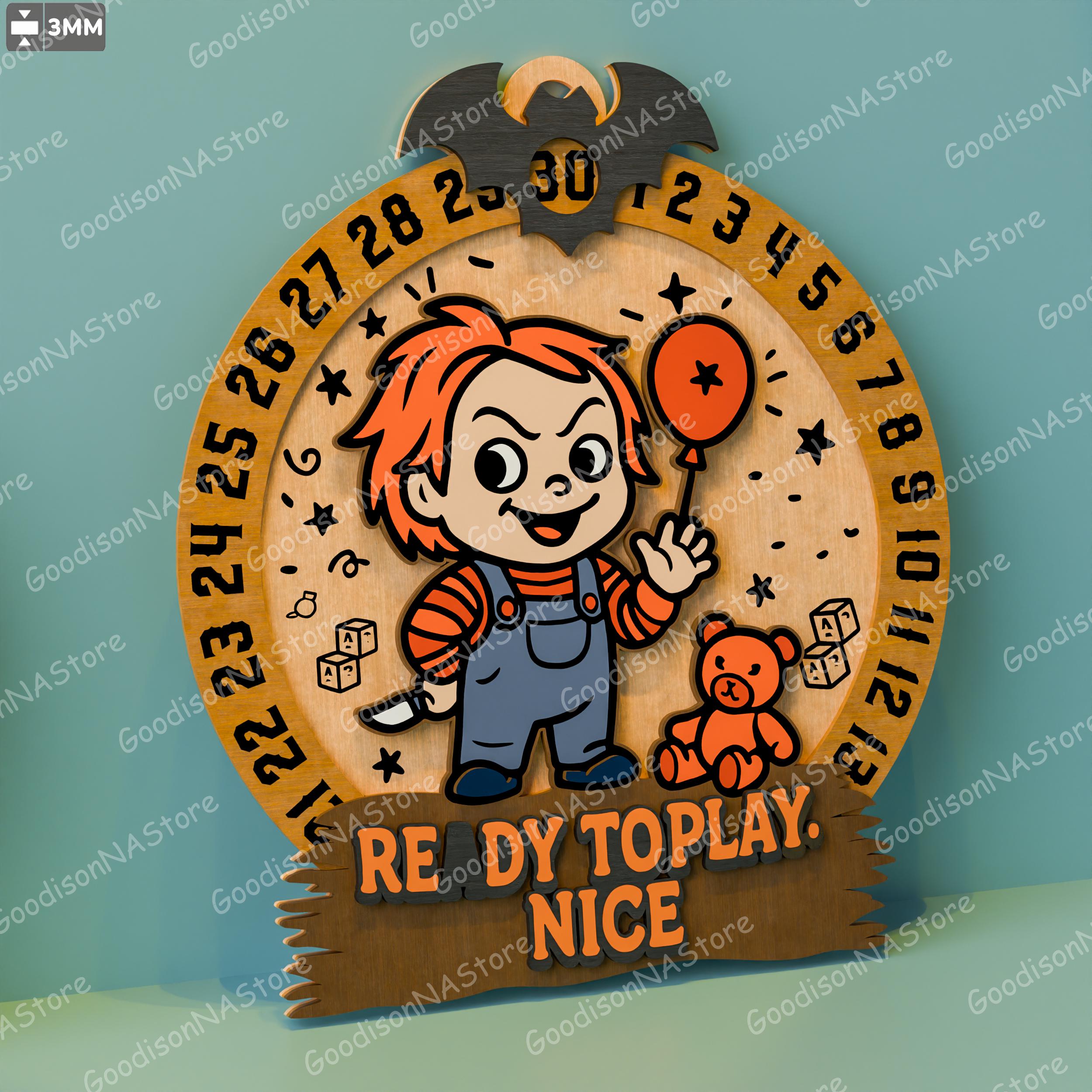 Halloween Horror Countdown Sign Set of 5, Creepy Movie Characters Wood ...