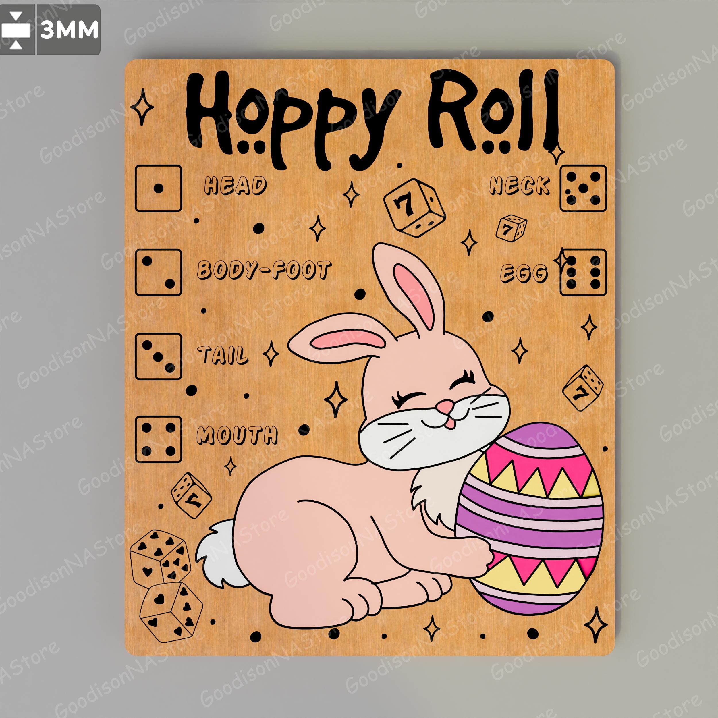 Easter Egg Roll A Bunny Puzzle Game Laser Cut File | Easter Bunny Dice ...