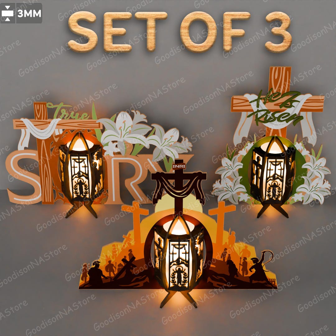 He is Risen Scene Lantern Laser Cut File | Easter Candle Decoration ...