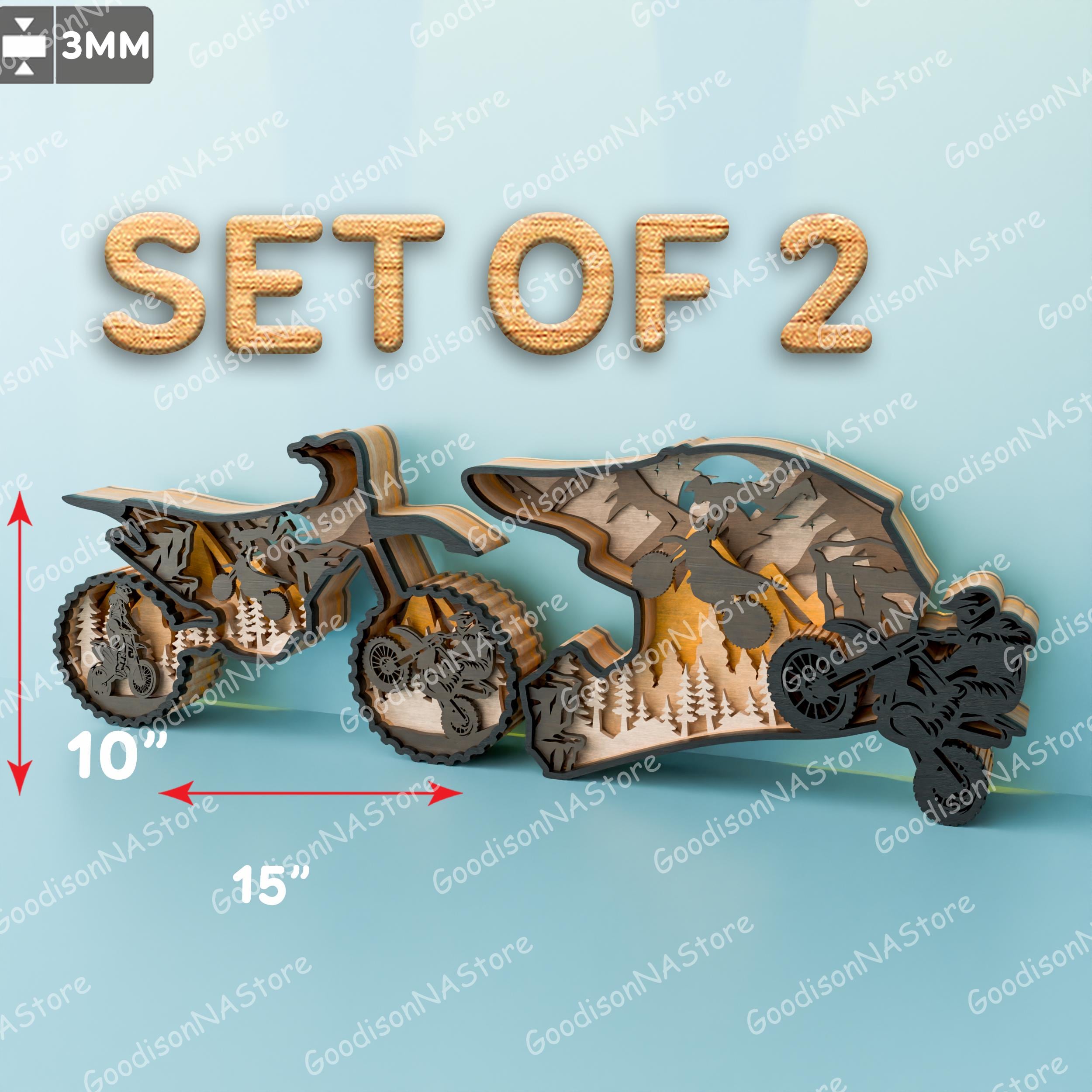 Dirt Bike and Helmet SVG Bundle, Off-road Motorcycle Multilayer Laser ...