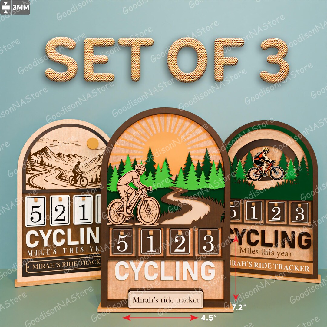 Cycling Miles This Year Tracker Sign, Personalized Cycling Log Counter ...