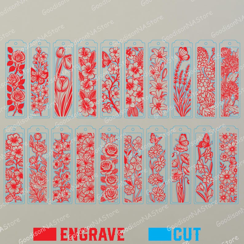 Floral Bookmark Set, Botanical Bookmark Design, Flower Line Art ...