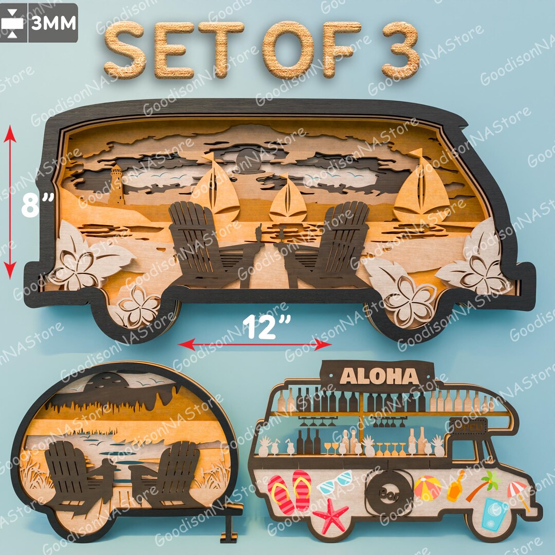 Camper Multilayers Laser Cut File | Camper Van Scene Multilayers ...