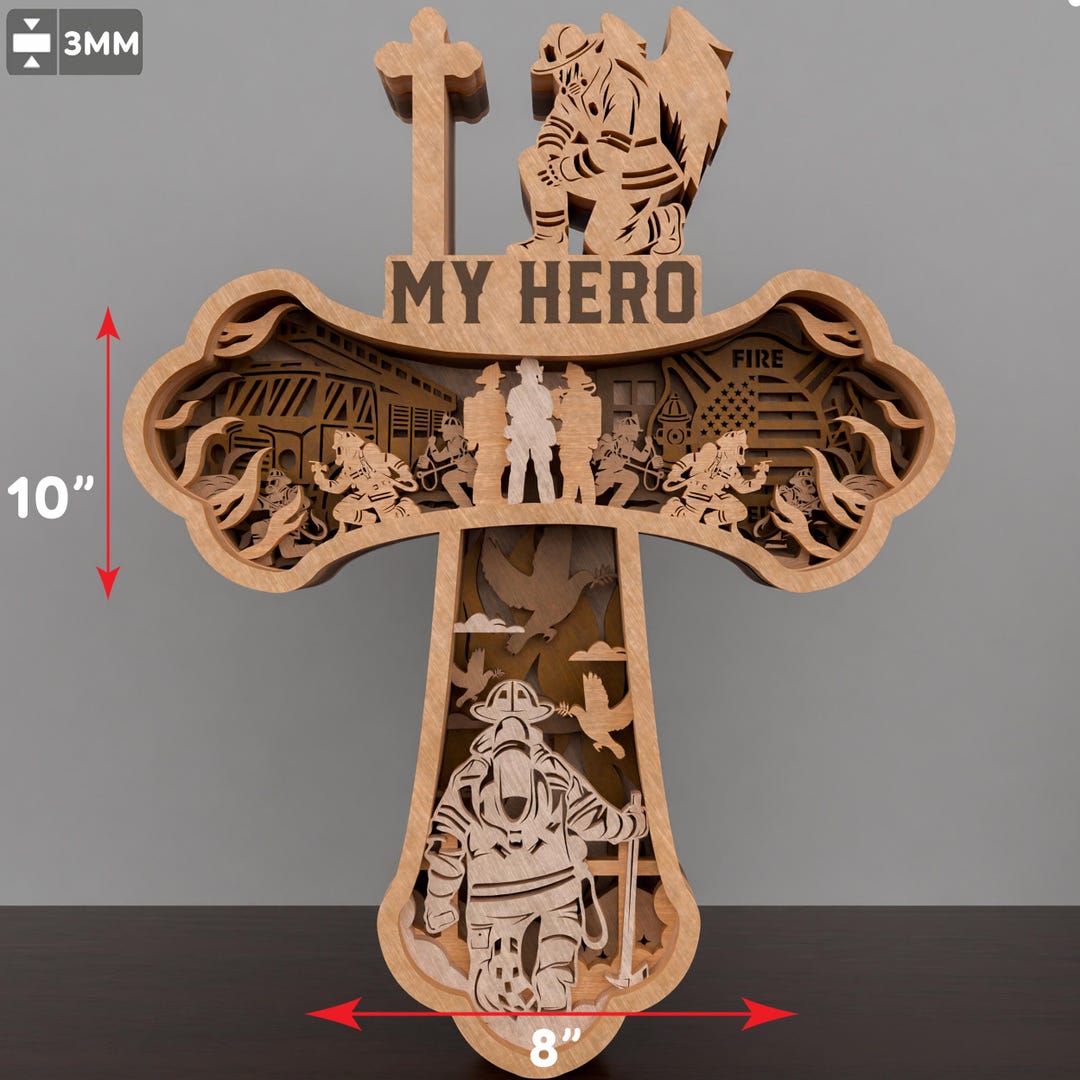 Firefighter Memorial Multilayer Laser Cut File, Multilayer Firemen ...