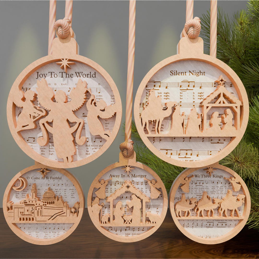 Christmas Sheet Music Ornament SVG Bundle, Christmas Songs Svg, Music ...