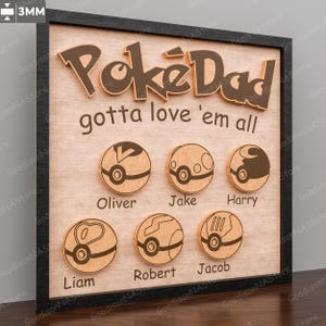 Personalized Pokedad Sign Laser Cut File | Father Day Gift Custom Kid ...