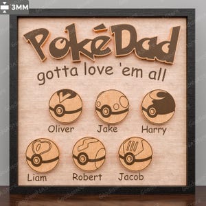 Personalized Pokedad Sign Laser Cut File | Father Day Gift Custom Kid ...