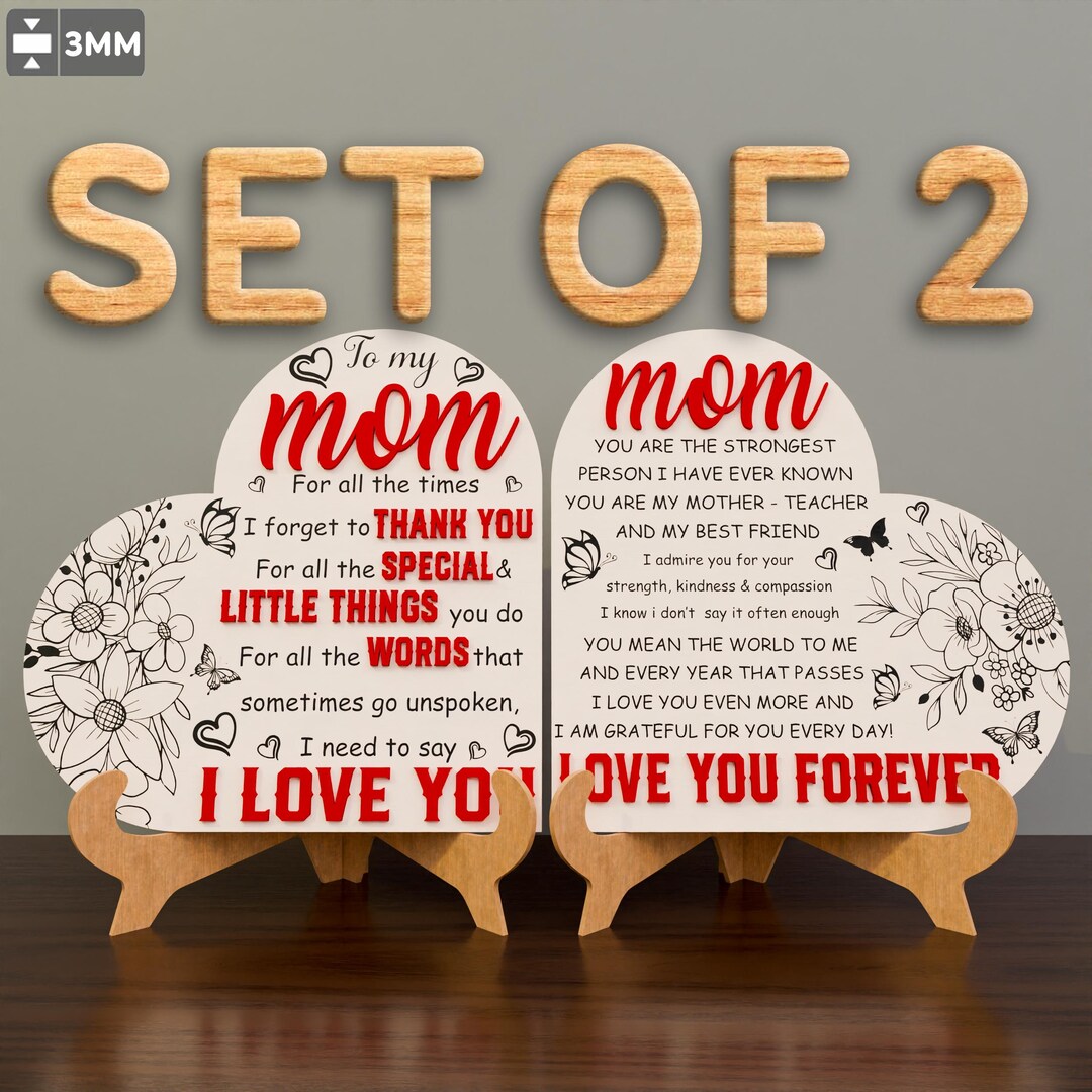 To My Mom Heart Sign Laser Cut File| Mother's Day Gift for Mom Happy ...