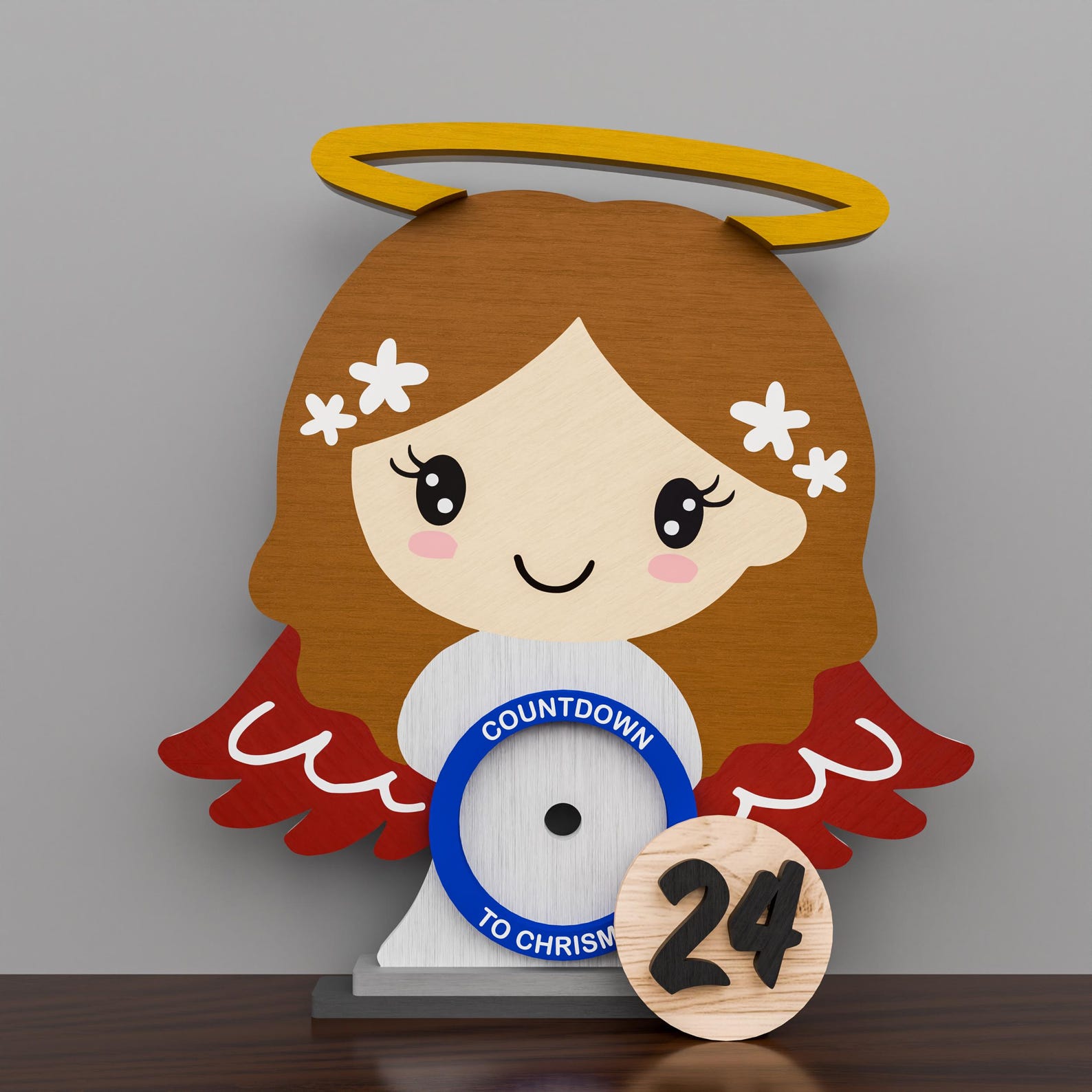 Standing Countdown Angel SVG, Laser Cut File, Christmas SVG, Angel SVG ...
