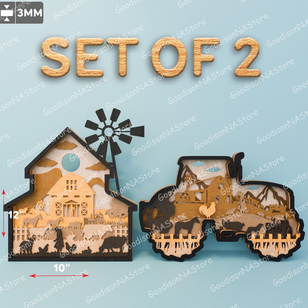 Farm Life Multilayers Laser Cut File | Multilayer Farm Tractor Farm ...