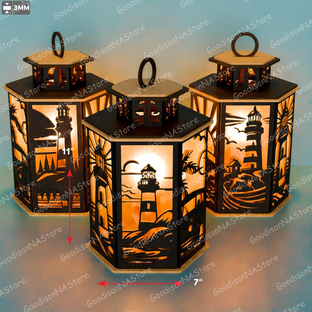 Lighthouse Lantern SVG, Coastal Beach Nautical Layered Light Box for ...