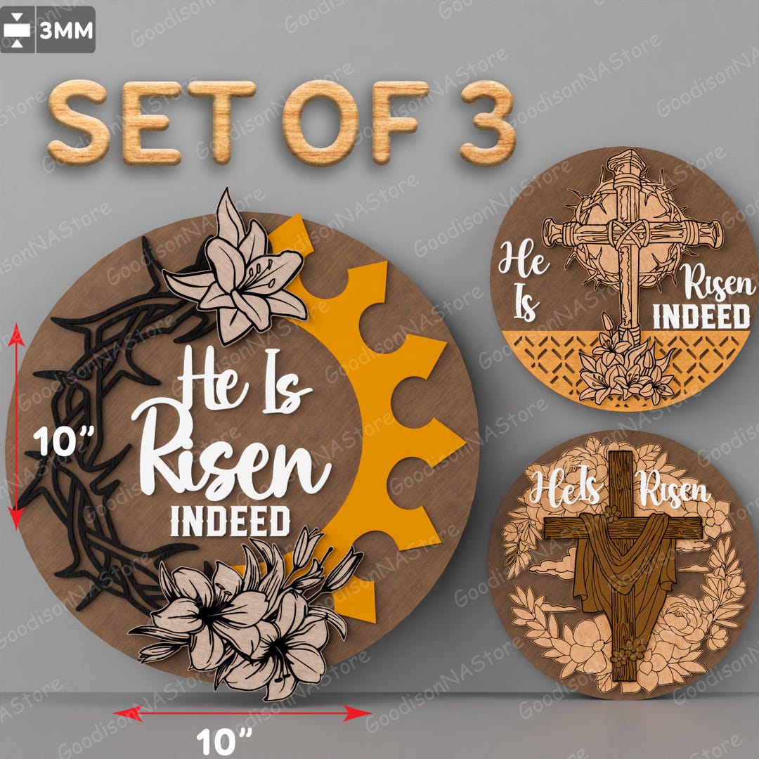 He is Risen Laser Cut File | He is Risen Indeed Front Door Decor Easter ...