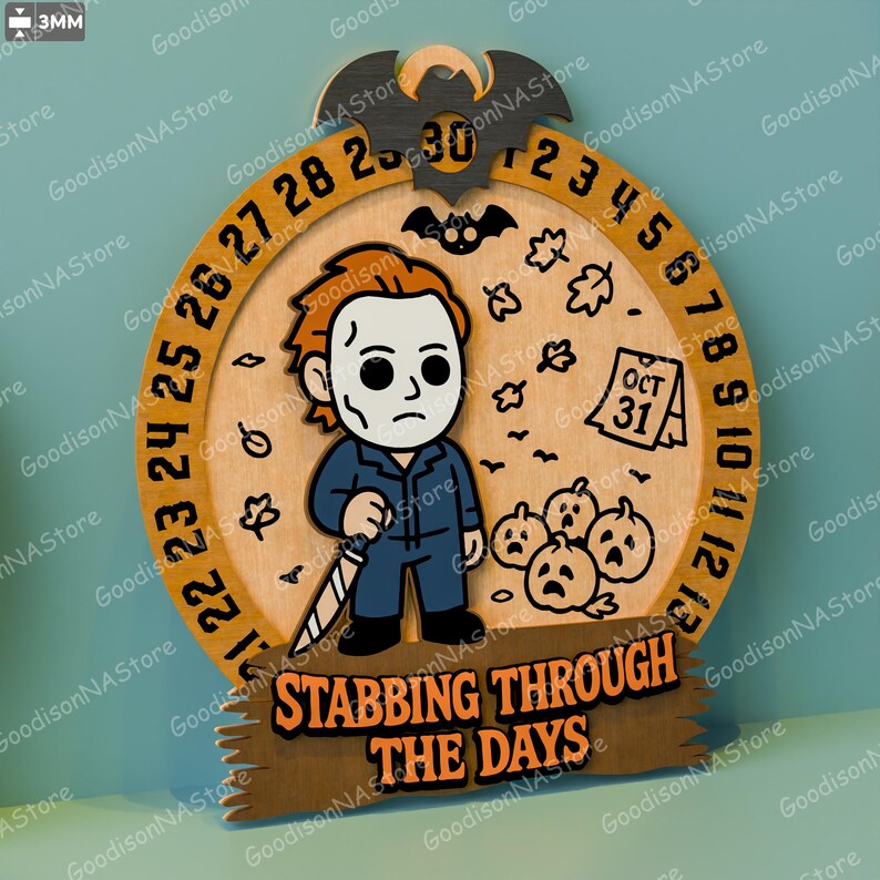 Halloween Horror Countdown Sign Set of 5, Creepy Movie Characters Wood ...
