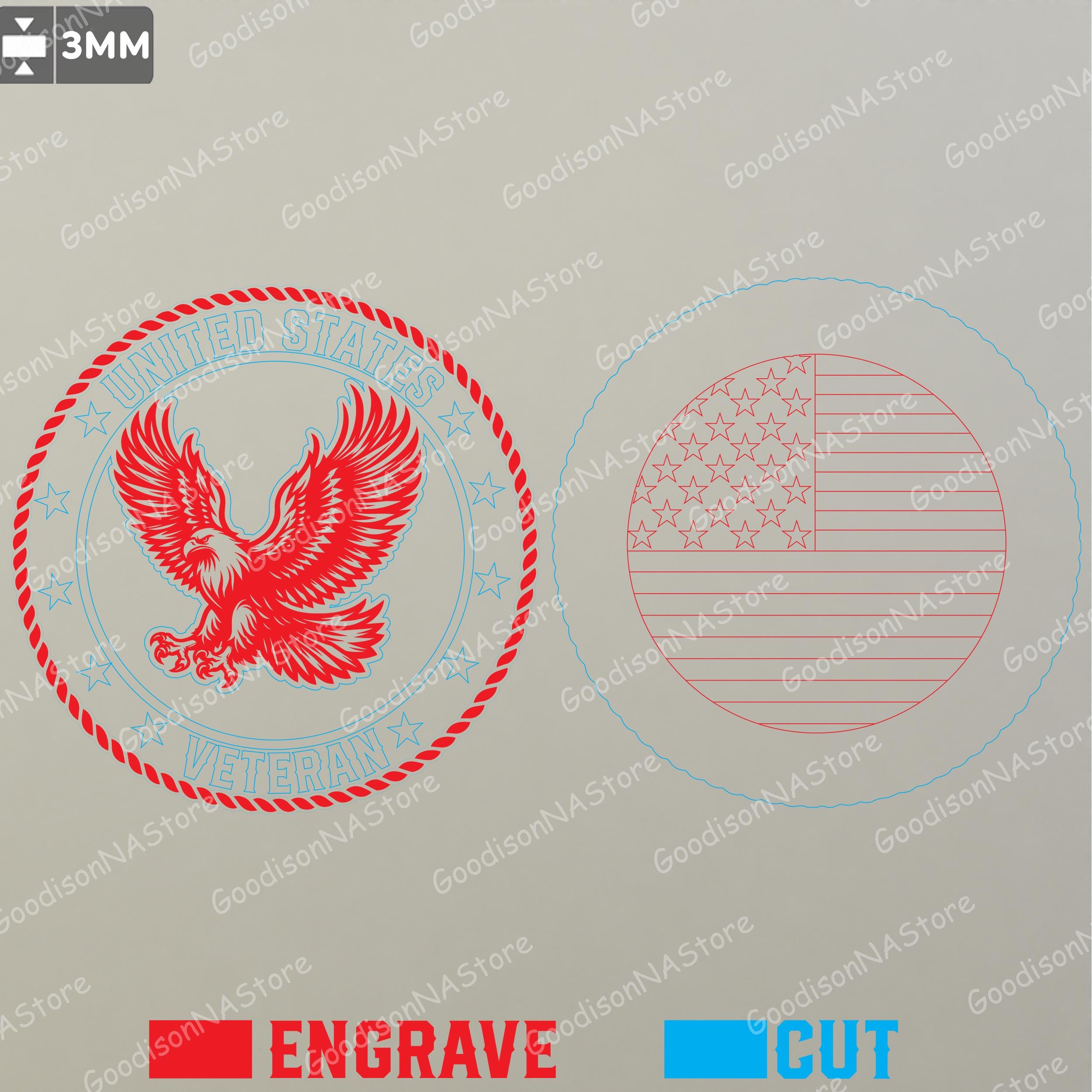 US Military Veteran SVG Bundle, 11 Patriotic Laser Cut Round Sign ...