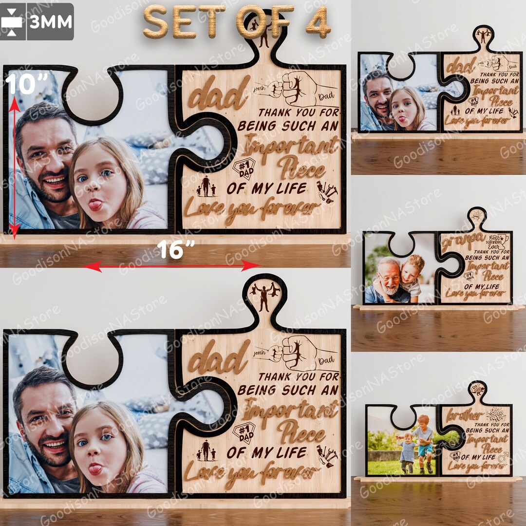 Father's Day Puzzle Sign With Photo Frame, Dad Thank You Gift ...