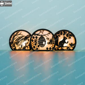 Forest Animal Lantern SVG Set of 12, Wildlife Layered Light Box for ...
