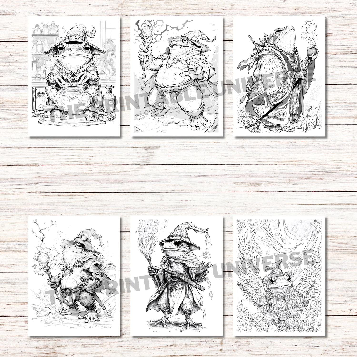 70 Wizard Frogs Coloring Book, Funny Animals Coloring Pages, Fantasy ...