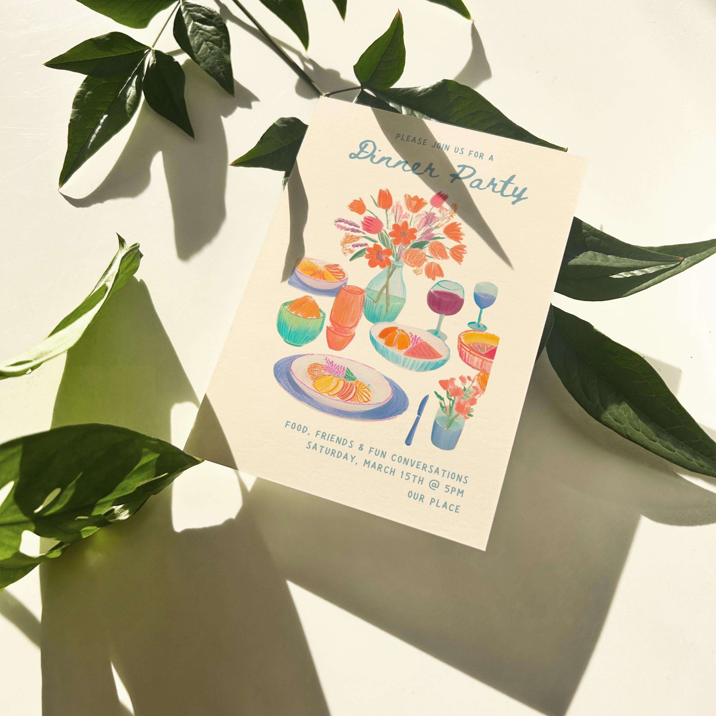 Hand-drawn Dinner Party Invitation Template (digital Download) - Etsy