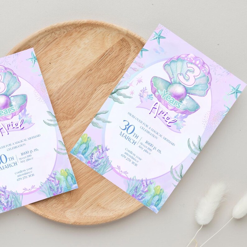 Mermaid Birthday Invitation, Editable Birthday Template, Blue Mermaid ...