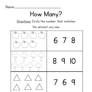 Pre-k Number Packet, Pre-k Numbers 6-10, Pre-k Counting Worksheet, Pre ...