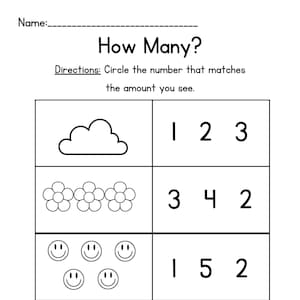 Prek Number Packet, Prek Numbers 1-5, Prek Counting Worksheet, Pre-k ...