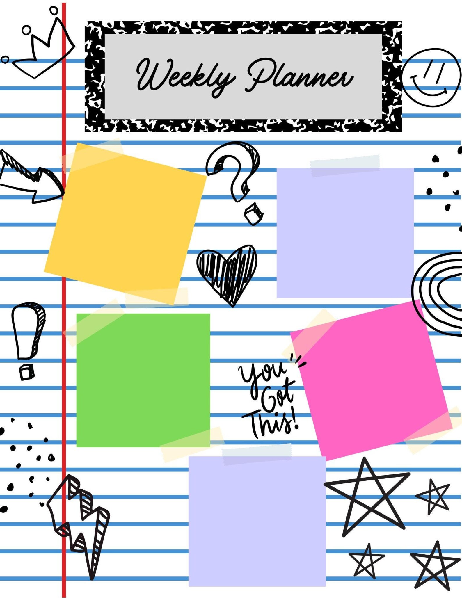 Printable Weekly Planner, Teacher Planner, Fun Printable Planner, Back ...