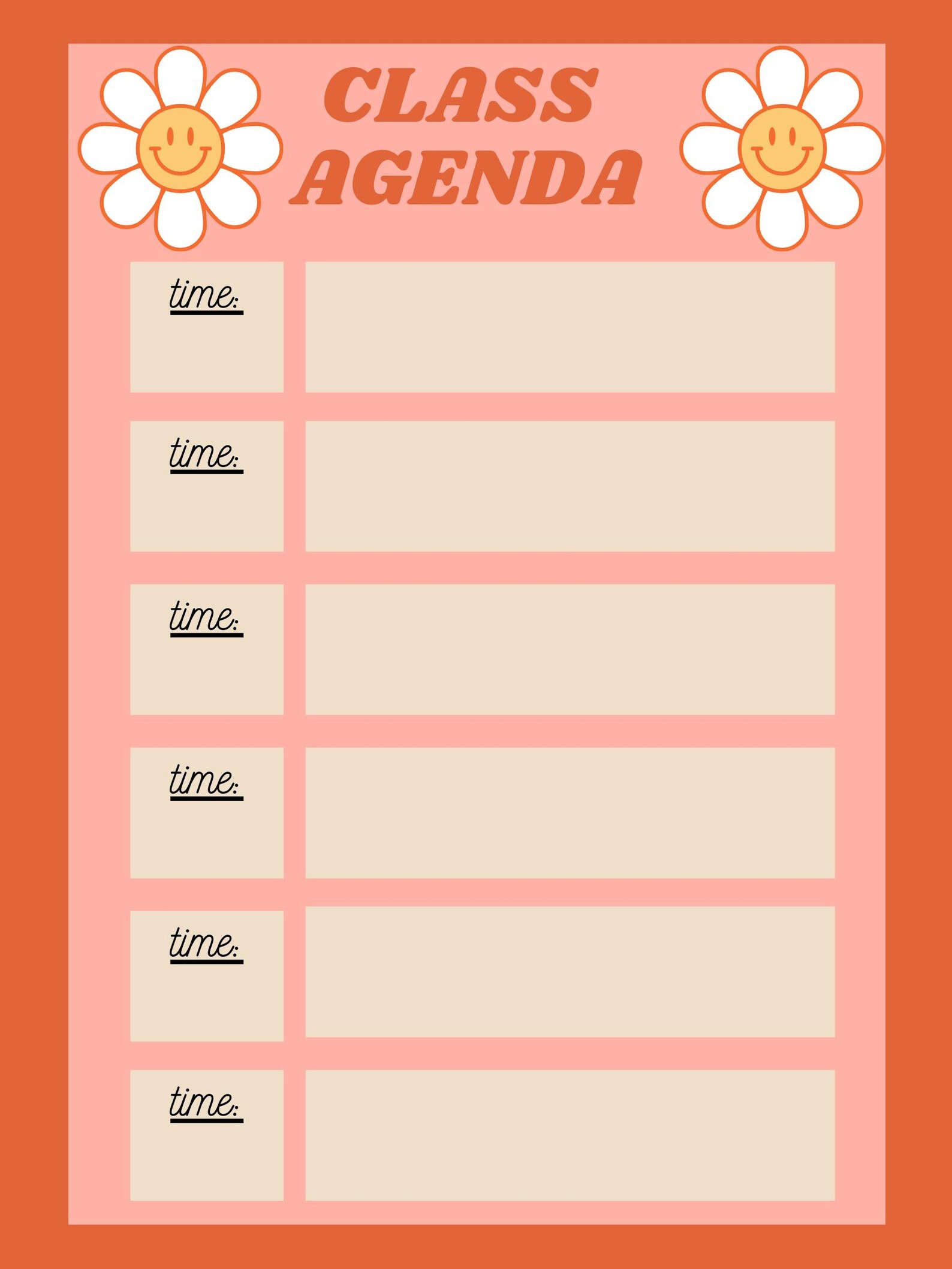 Printable Classroom Agenda, Printable Classroom Schedule, Printable ...