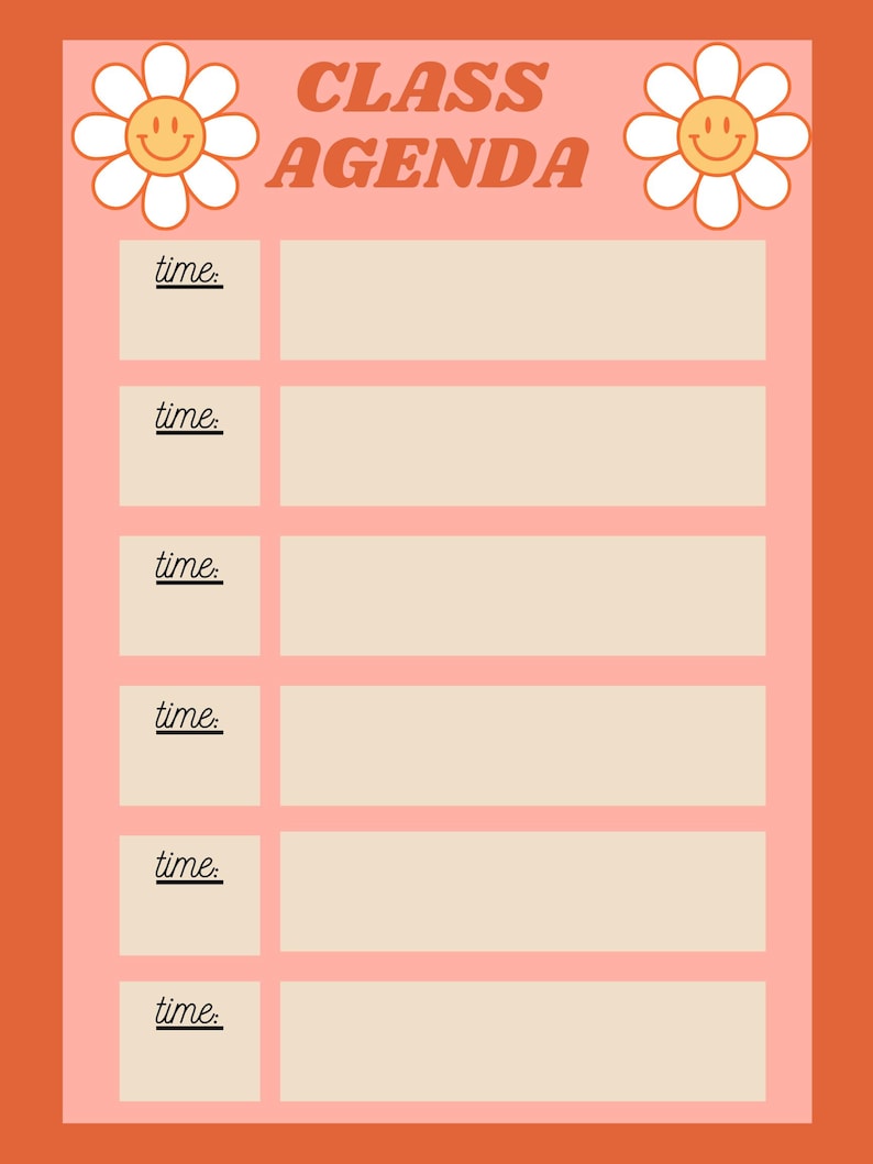 Printable Classroom Agenda, Printable Classroom Schedule, Printable ...
