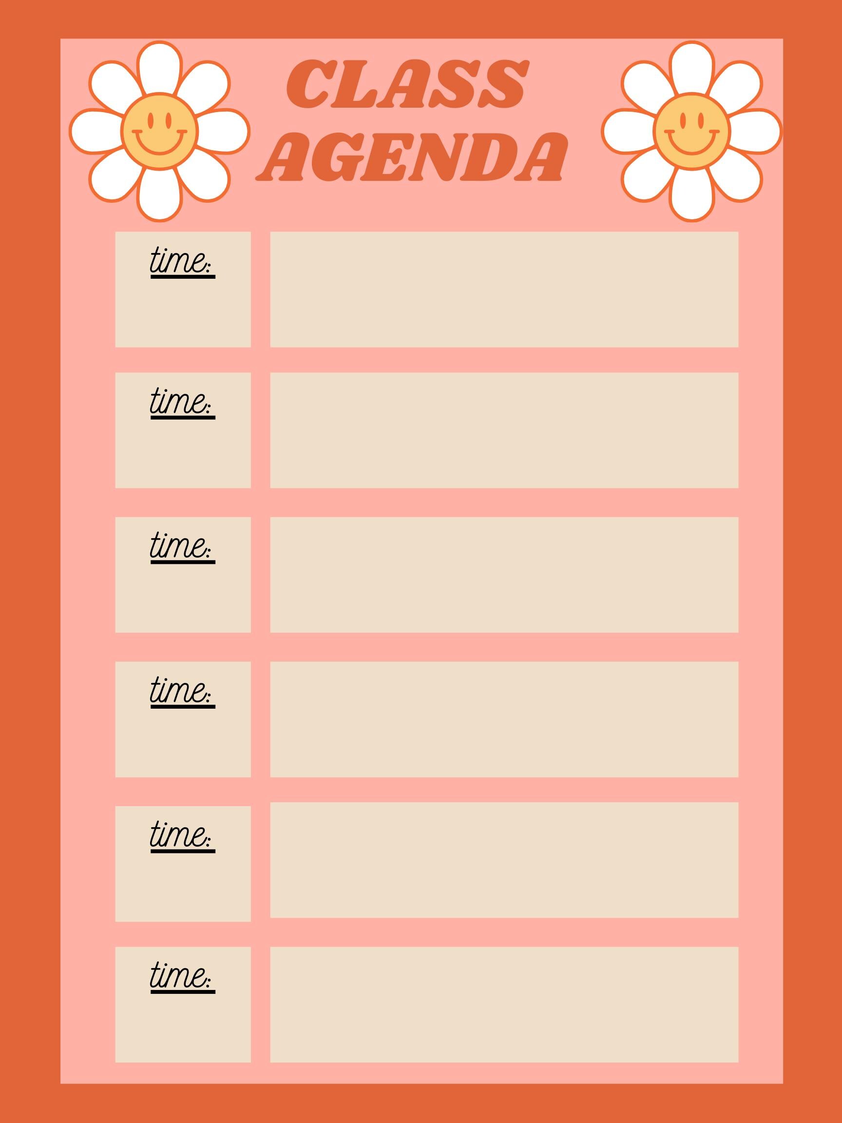 Printable Classroom Agenda, Printable Classroom Schedule, Printable ...