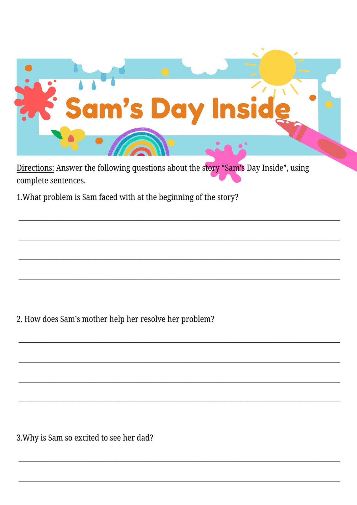 Comprehension Worksheet, Reading Worksheet, Homeschooling Worksheet ...