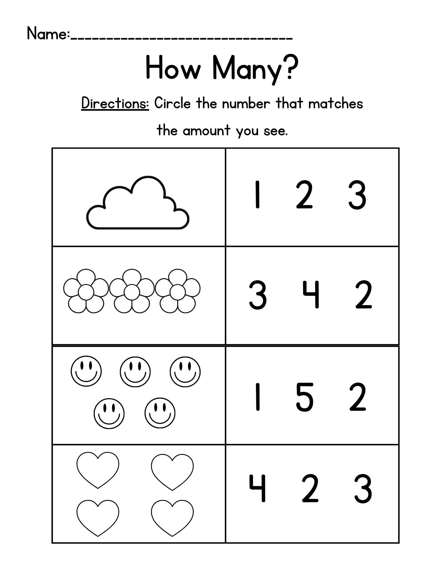 Prek Number Packet, Prek Numbers 1-5, Prek Counting Worksheet, Pre-k ...
