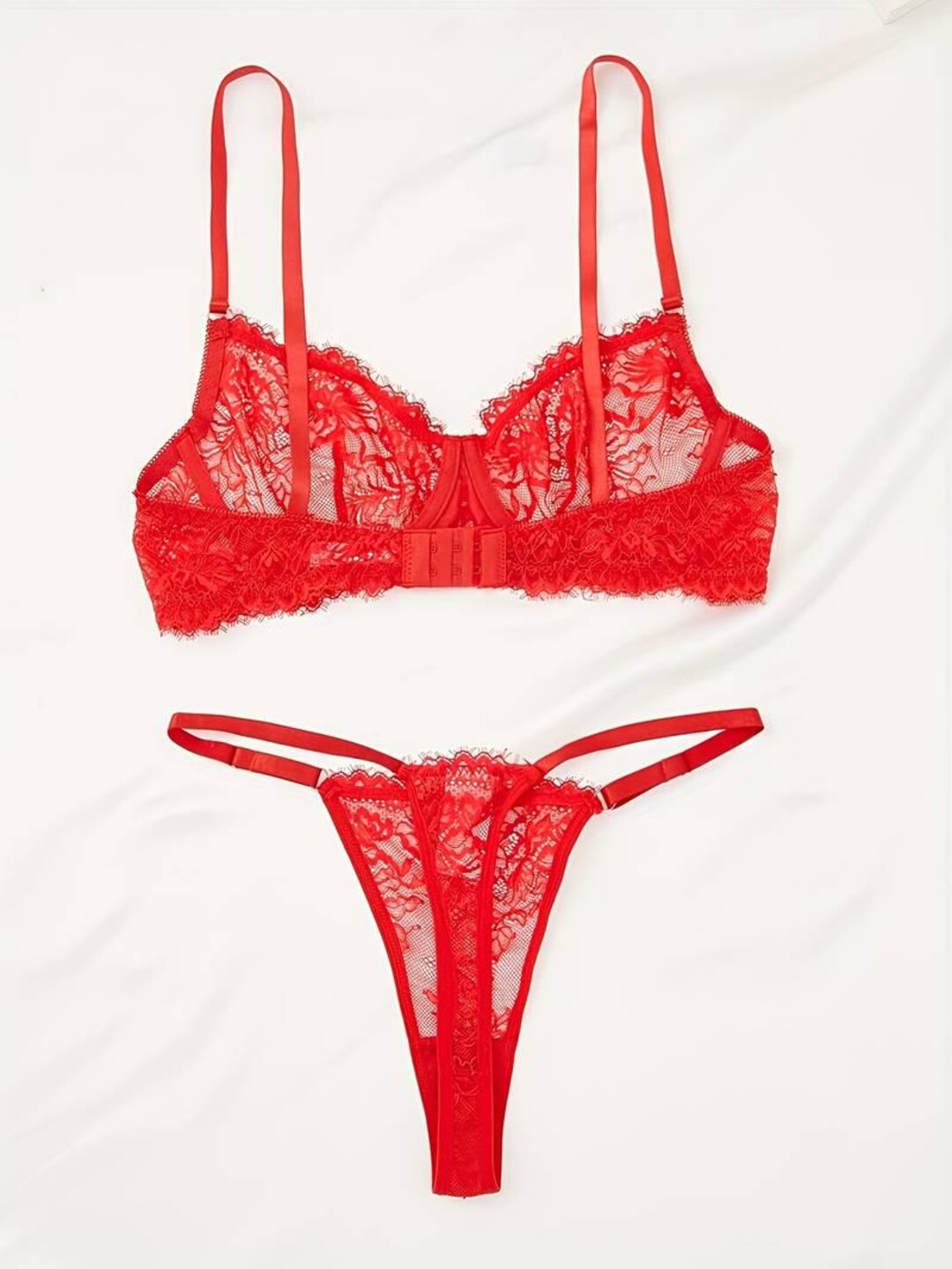 Ensemble de lingerie sexy en dentelle florale 1 pièce, soutien-gorge ...