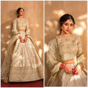 Gold Lehenga Pakistani Wedding Dresses Mehndi Nikkah Suit Indian ...