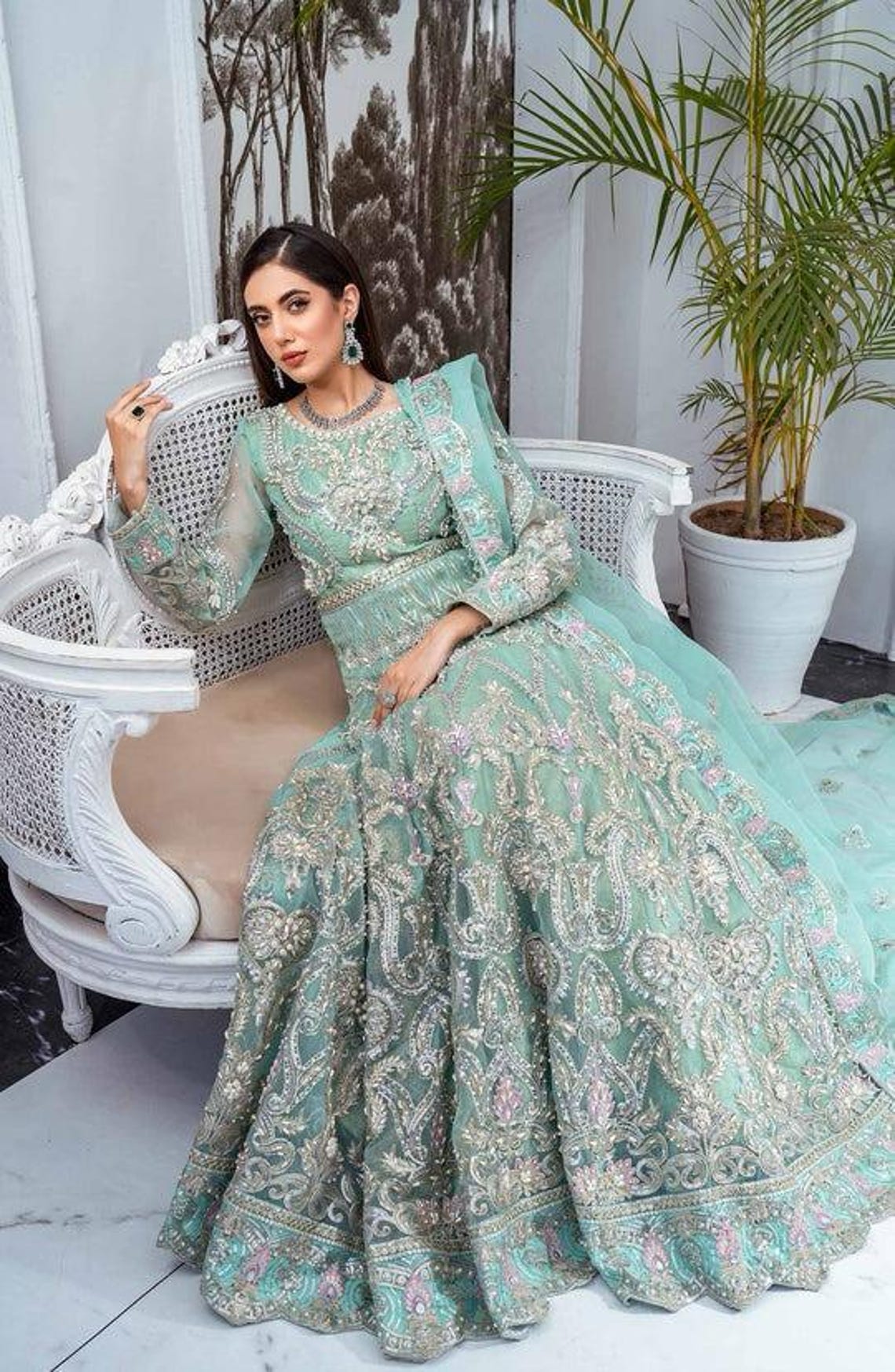 Pakistani Indian Wedding Bridal Maxi Dress Walima Nikkah Suit ...