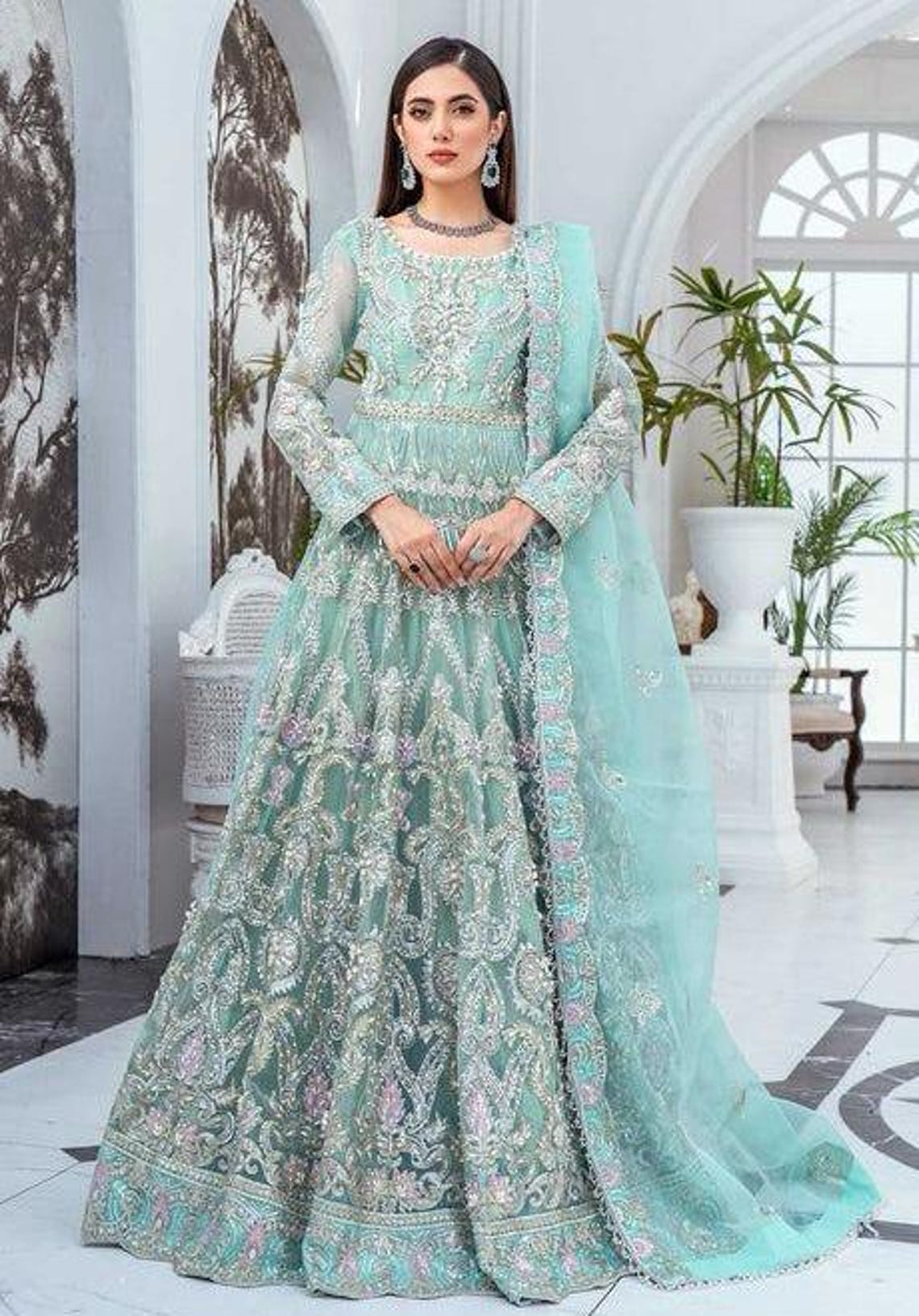 Pakistani Indian Wedding Bridal Maxi Dress Walima Nikkah Suit ...