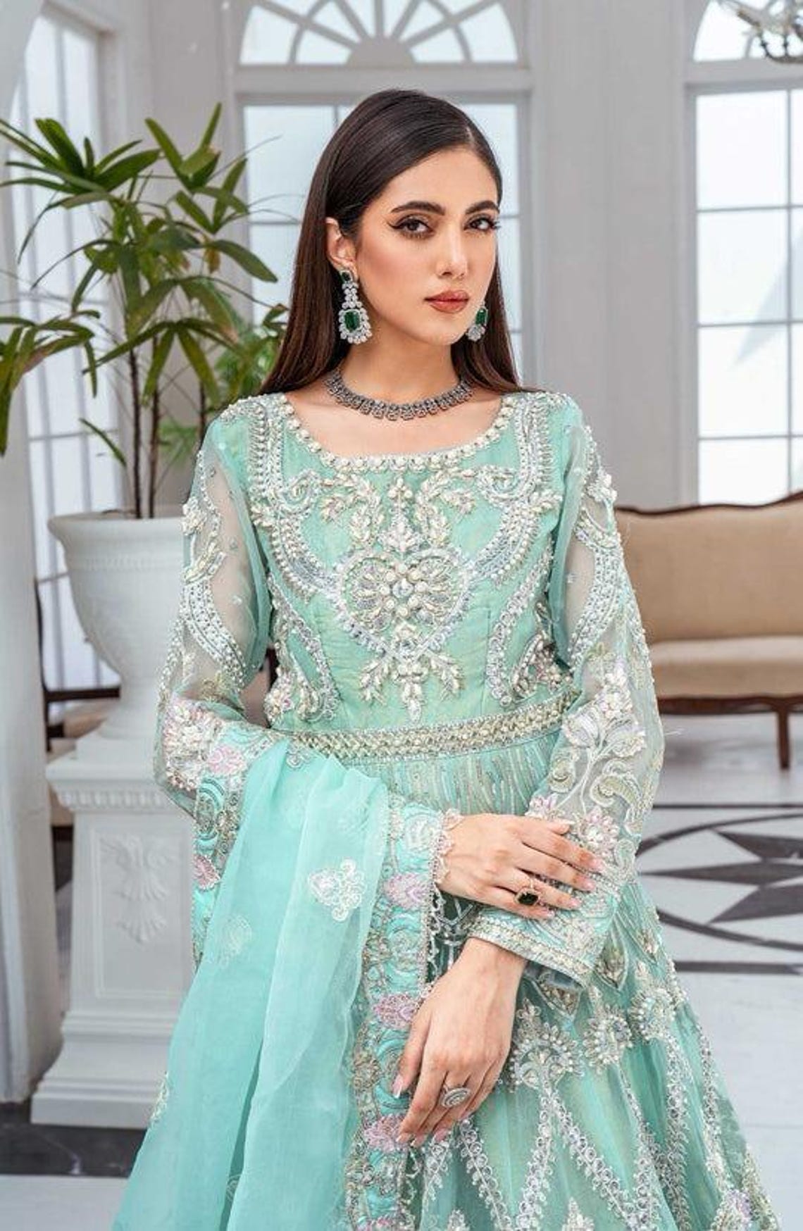 Pakistani Indian Wedding Bridal Maxi Dress Walima Nikkah Suit ...