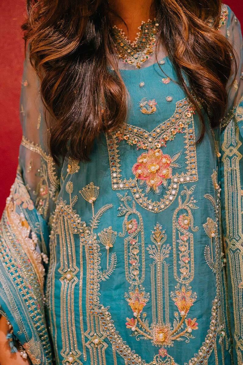 Ferozi Pakistani Indian Mehndi Sharara Wedding Dress, Eid Party Formal ...