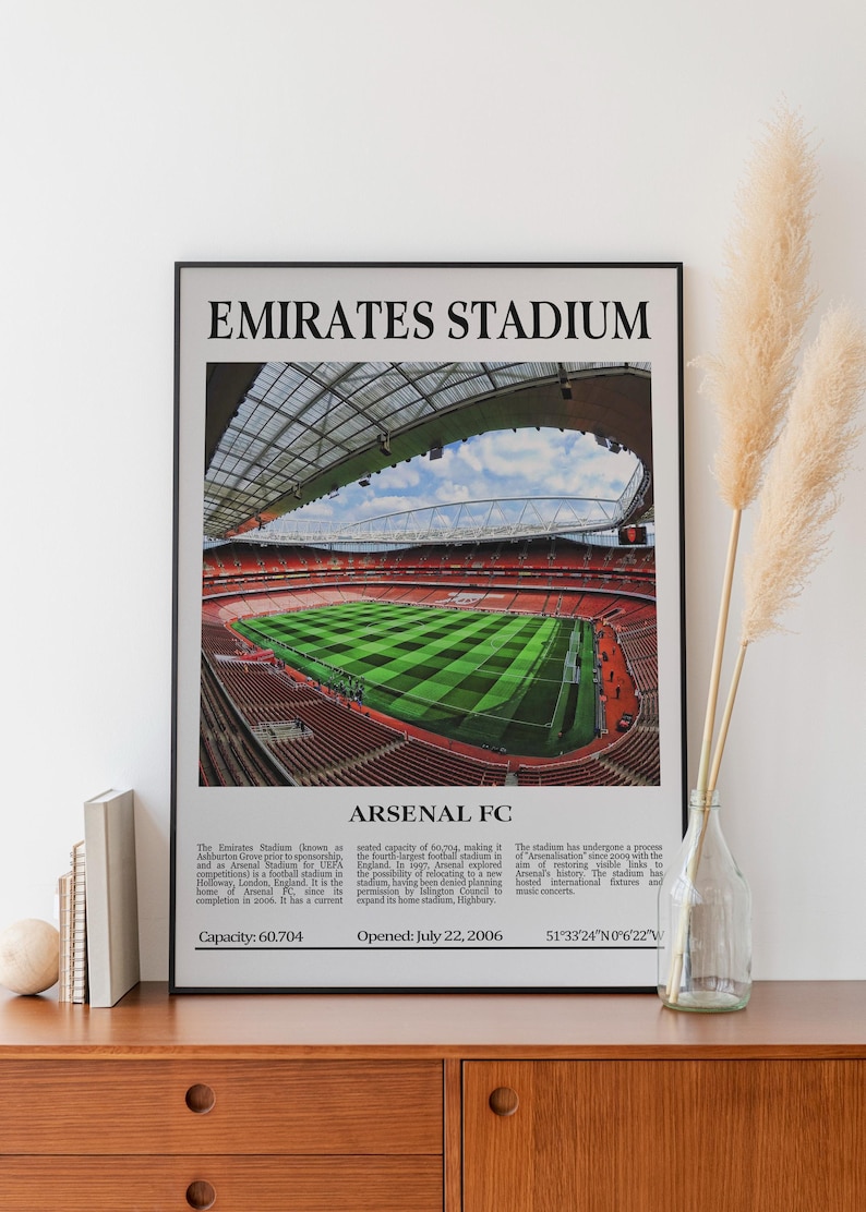 Arsenal Poster | Emirates Stadium Football Poster | Stadium Poster ...