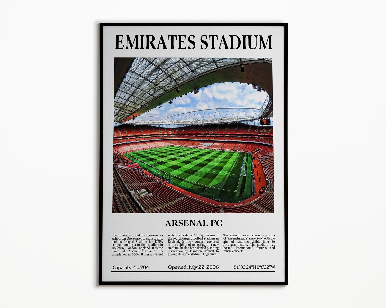 Arsenal Poster | Emirates Stadium Football Poster | Stadium Poster ...