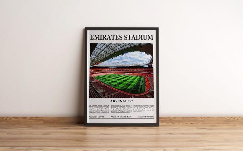 Arsenal Poster | Emirates Stadium Football Poster | Stadium Poster ...