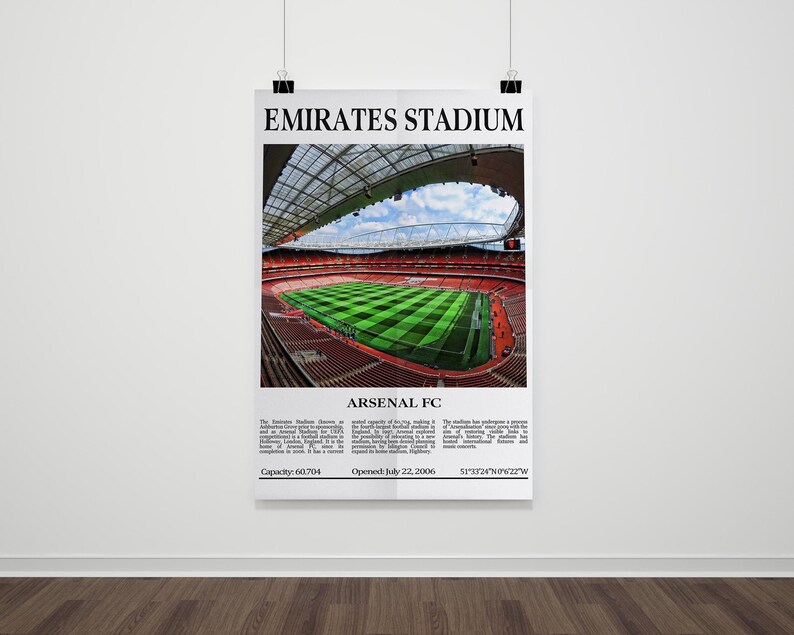 Arsenal Poster | Emirates Stadium Football Poster | Stadium Poster ...