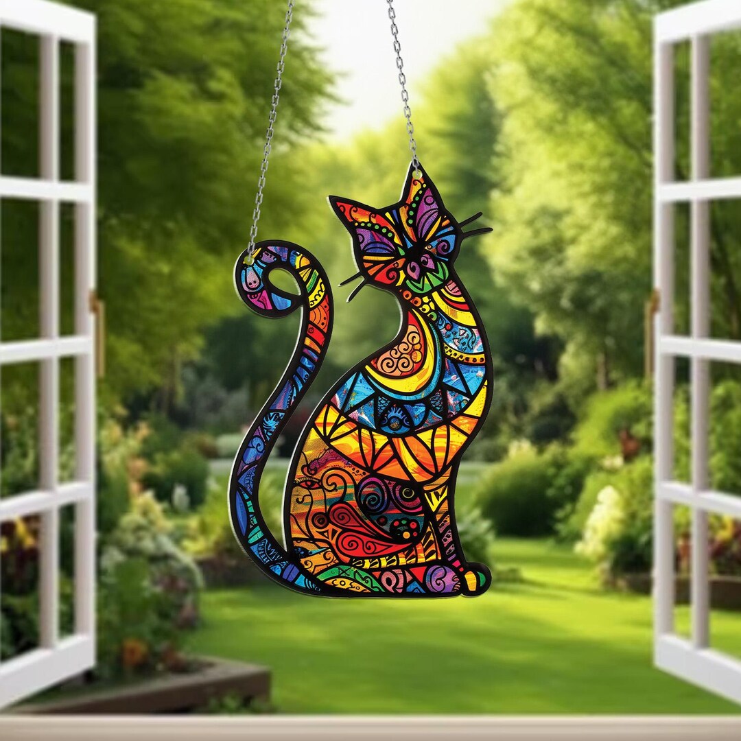 Cat Acrylic Window Hanging, Cat Wall Window Hanging Art Decoration, Cat ...