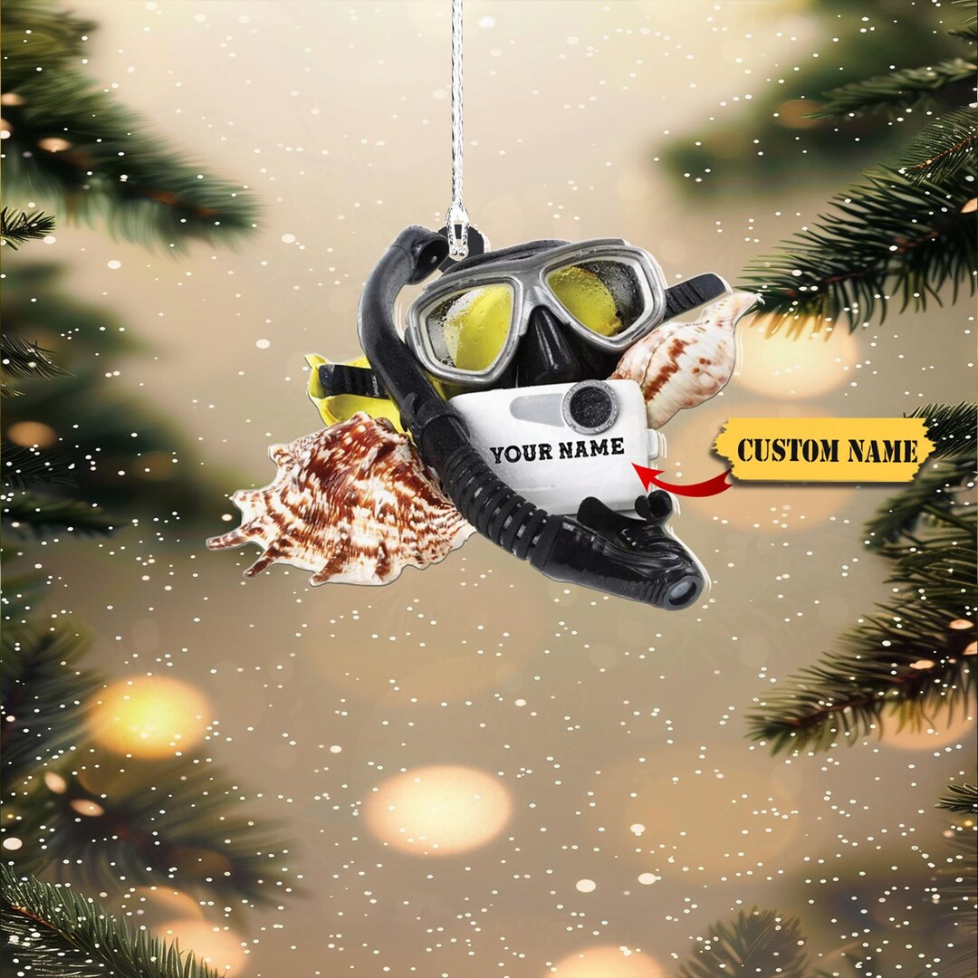Personalized Diver Snorkel Ornament, Scuba Diving Ornament, Scuba Diver ...