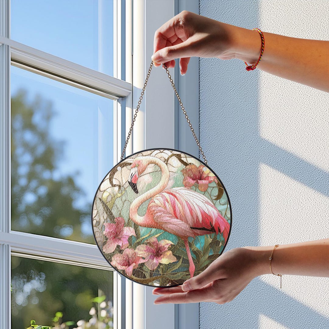 Flamingo Glass Suncatcher, Flamingo Window Hangings, Flamingo House ...