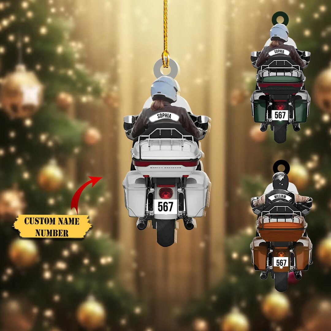 Personalized Biker Christmas Ornament, Motorcycle Christmas Ornament 2D ...