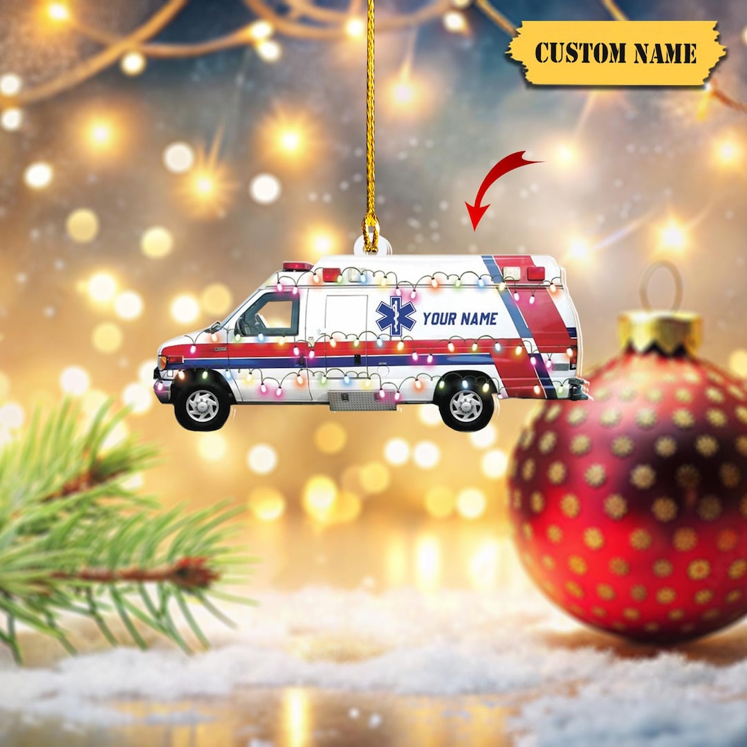 Ambulance Car Tree Hanging Christmas Ornament 2D, Ambulance Car Xmas ...