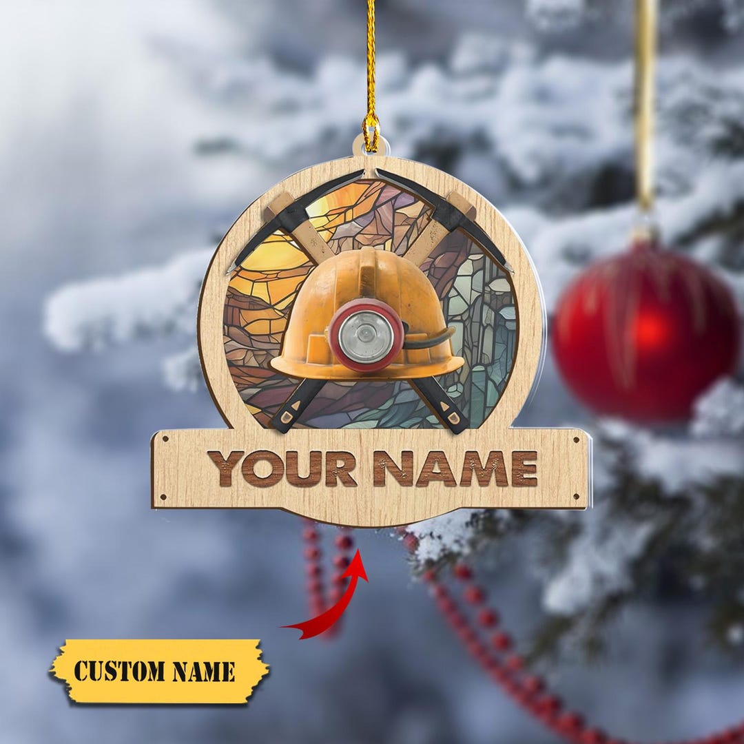Personalized Miner Layered Acrylic Ornament 2D, Custom Coal Miner ...