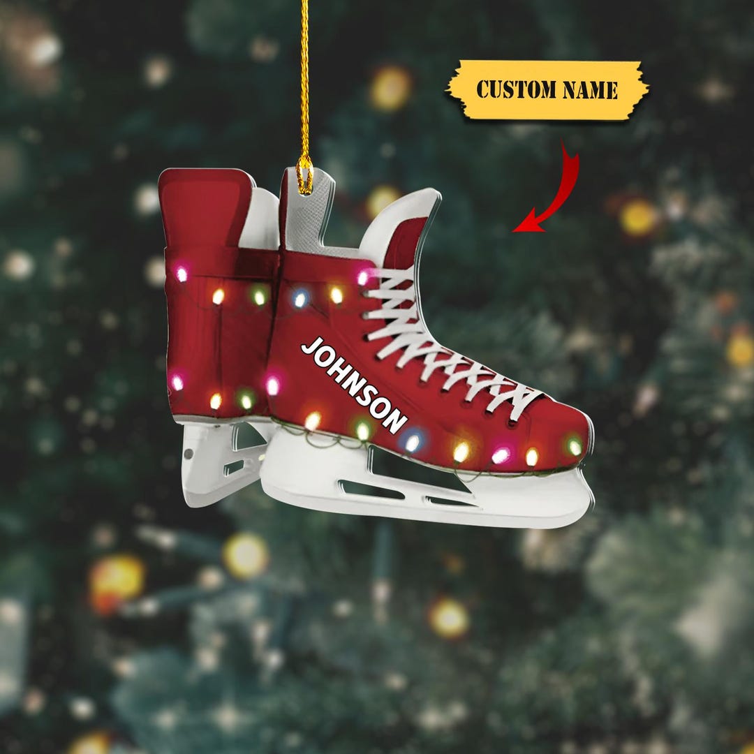 Ice Hockey Skates Personalized Hockey Acrylic Christmas Ornament 2D ...